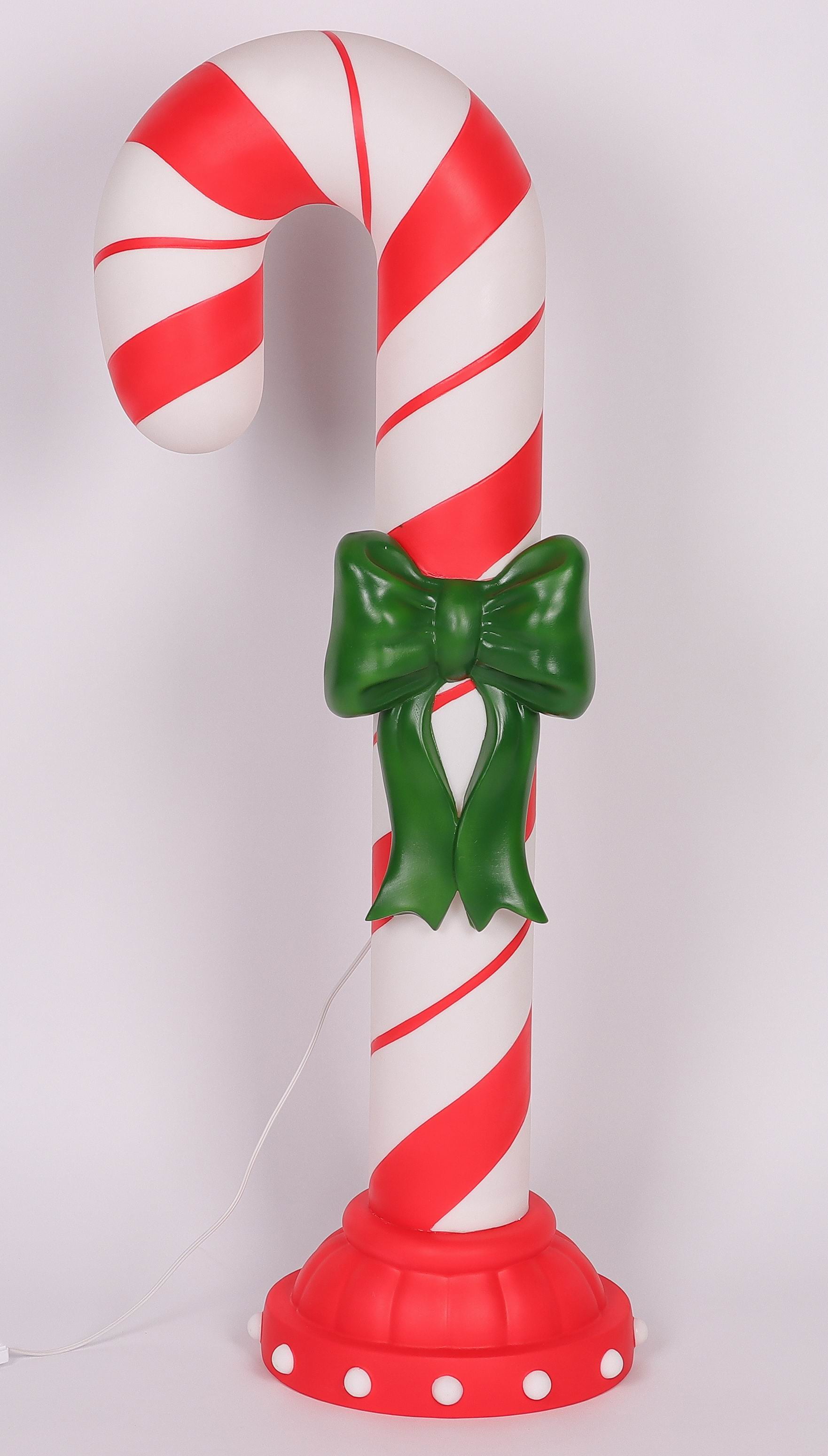 Lighted Plastic Blow Mold Candycane Christmas Decoration, 42 in, Multi ...