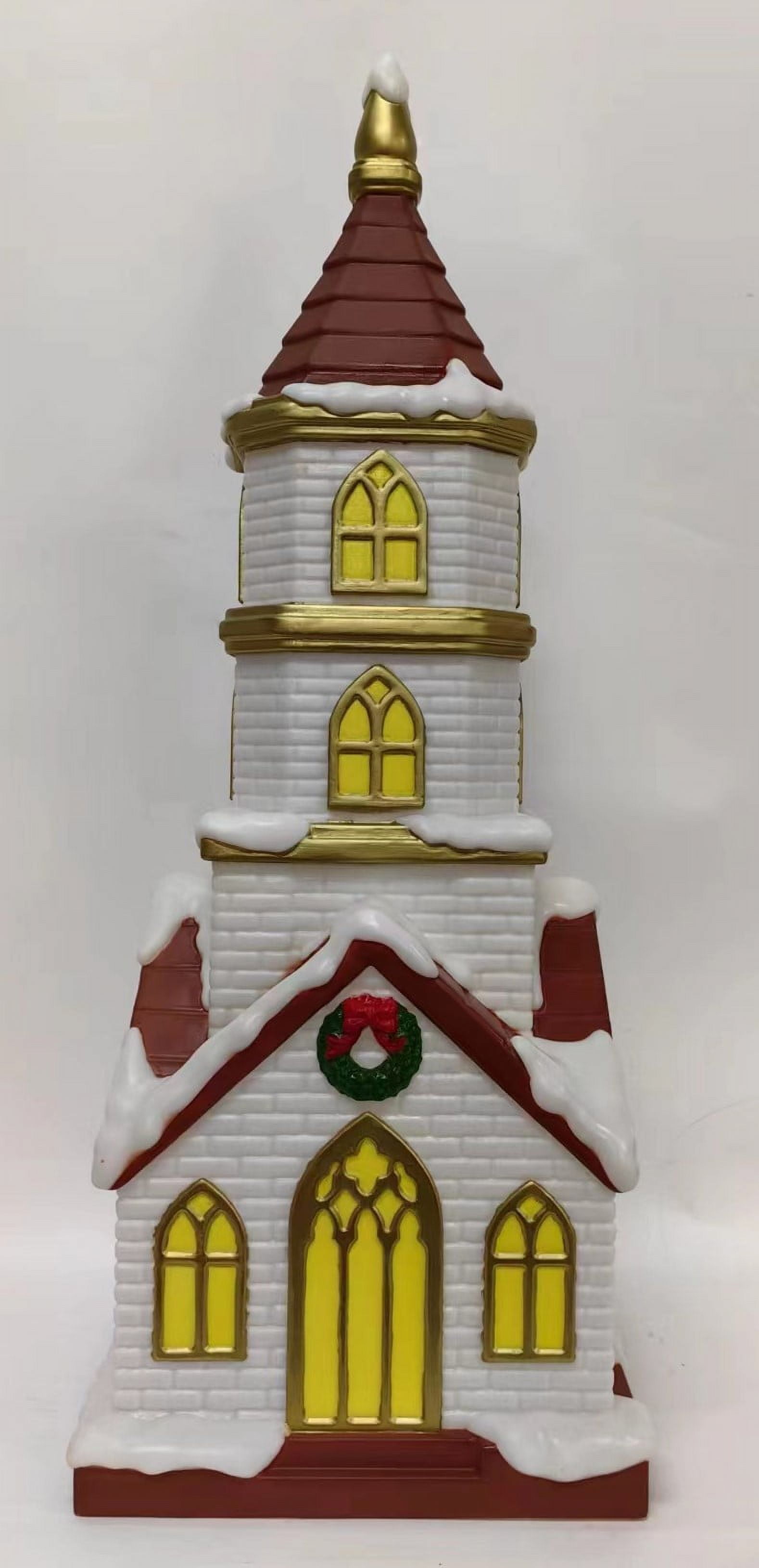 Lighted Blow Mold Church Indoor/Outdoor Christmas Decoration, 32 in, by ...