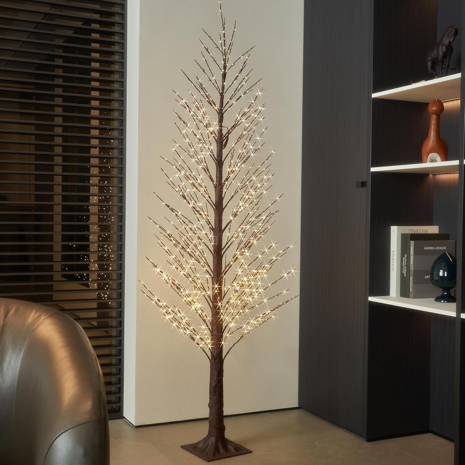 Lighted Brown Alpine Tree 6FT Christmas Tree 810 LED Fairy Lights, Twig ...