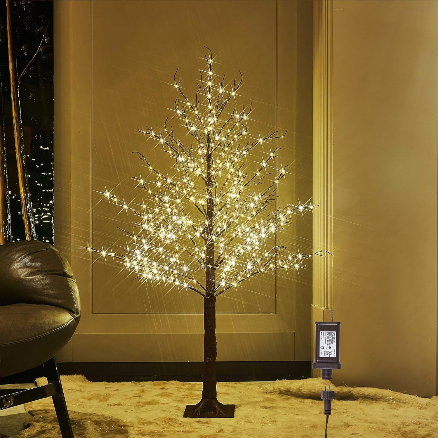 Lighted Brown Tree Plug in 430 LED Fairy Lights 4FT, Twig Tree with ...