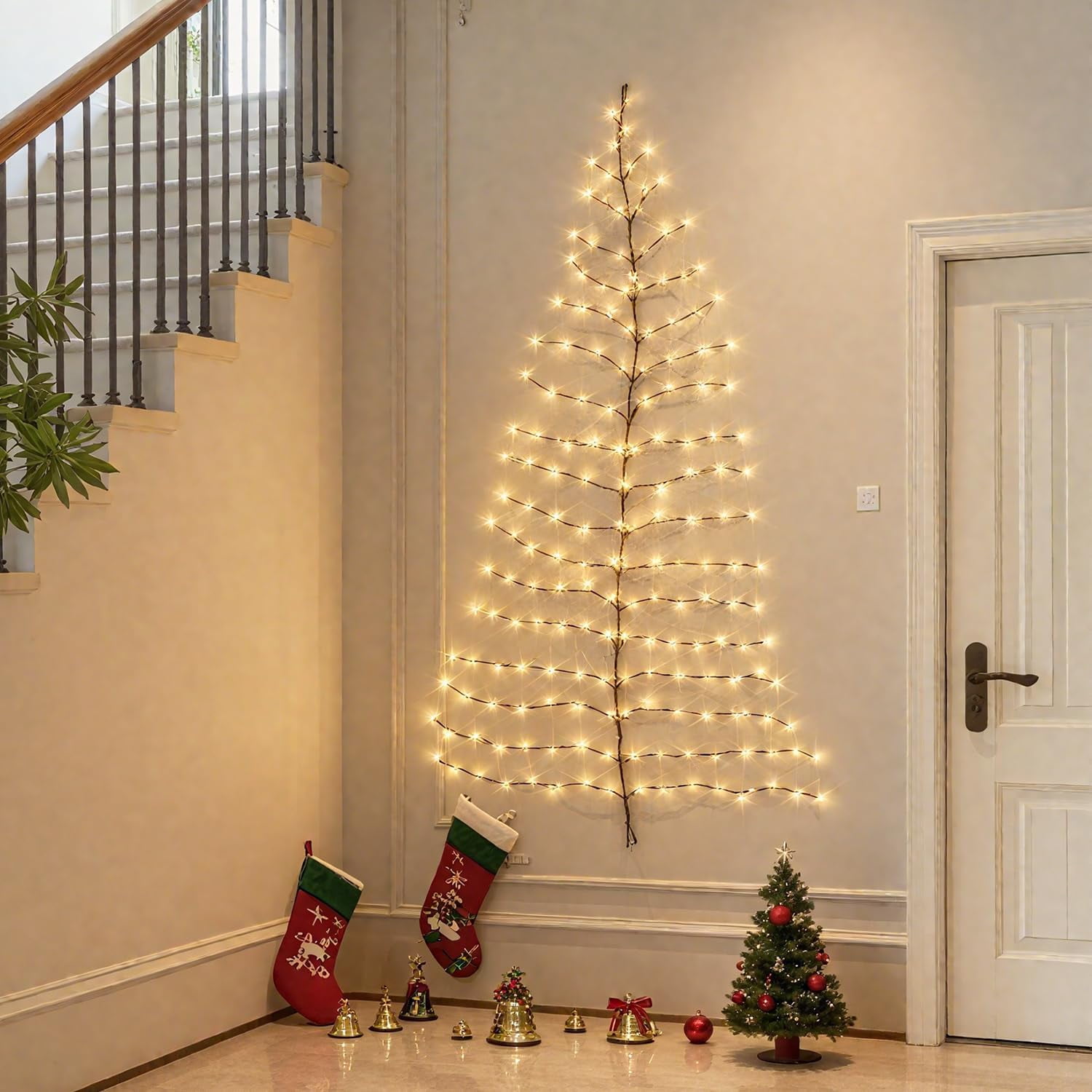 Lighted Brown Wall Tree 6FT 180 Warm White LED Lights for Easter Home ...