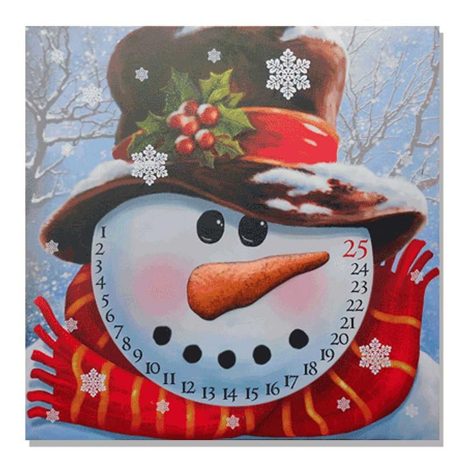 Lighted Canvas Snowman with a Hat Advent Calendar in Multi-Color Fabric ...