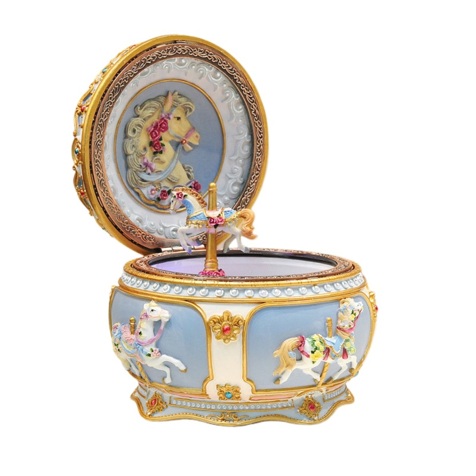Lighted Carousel Music Box, Rotating Resin Musical Keepsake with LED ...