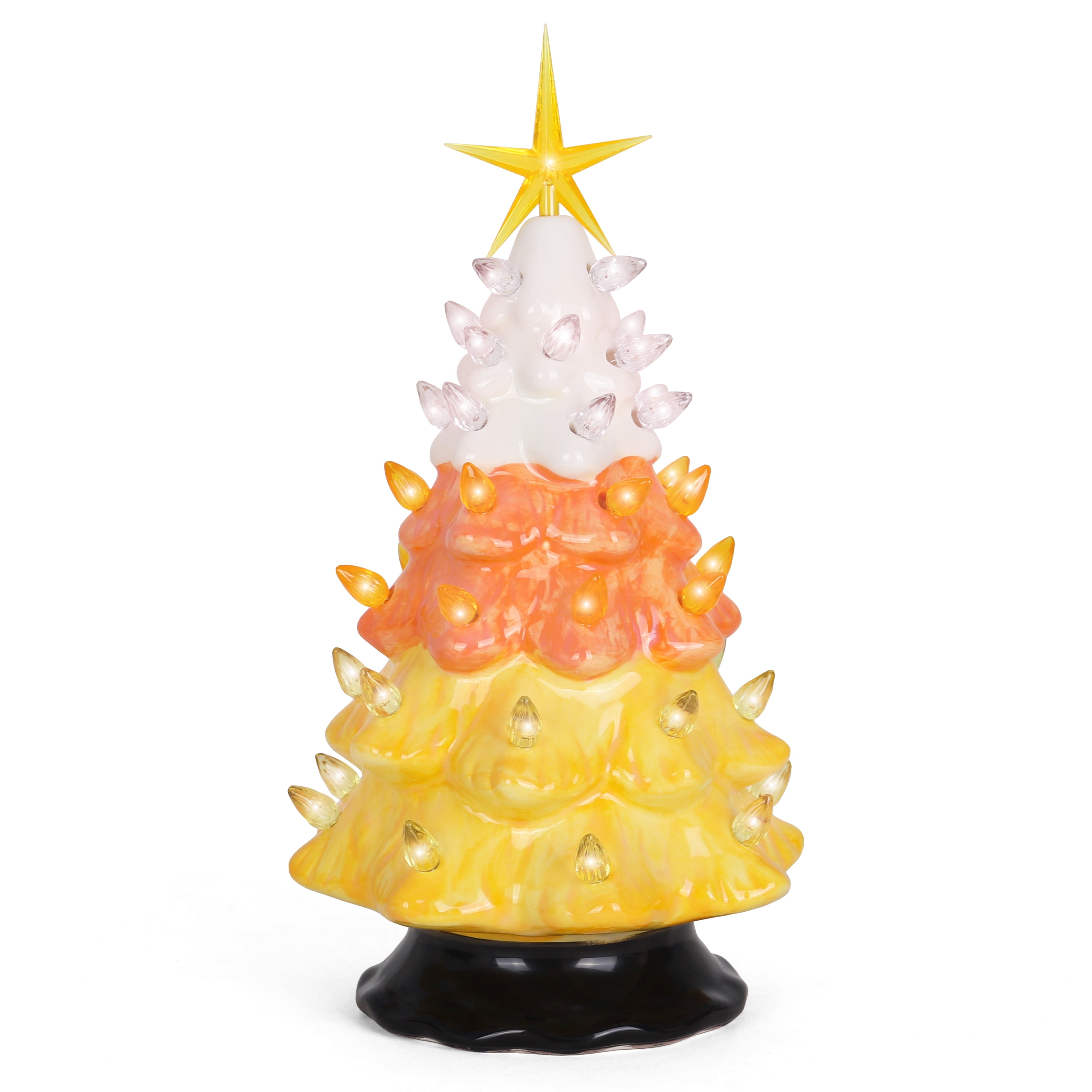 Lighted Ceramic Table Top Christmas Tree (11.5" Medium, Candy Corn ...