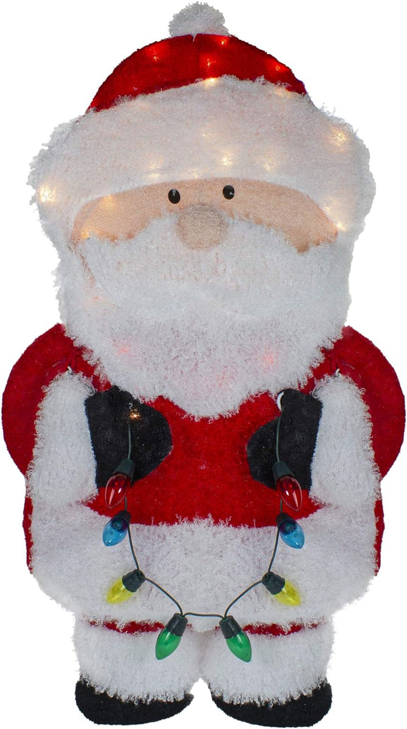 Lighted Chenille Santa With Lights Outdoor Christmas Decoration ...