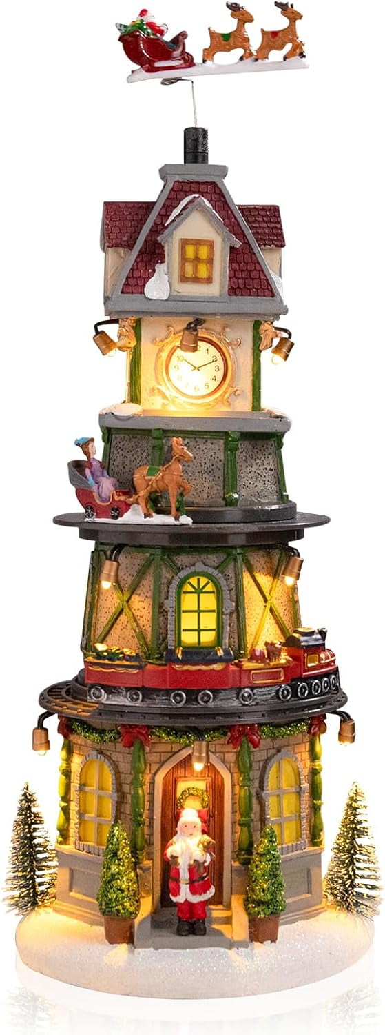 Lighted Christmas Animation Village with Motion and Lights - Santa ...