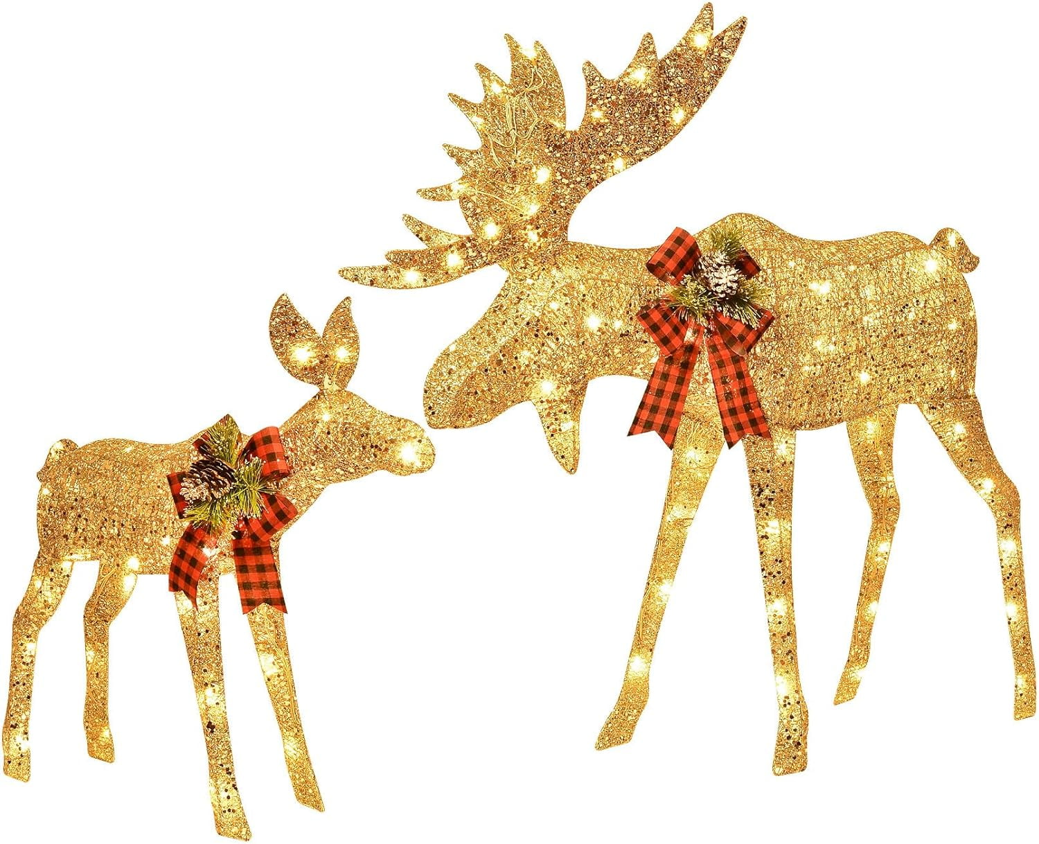 Lighted Christmas Decoration Moose Family - Light up Moose 2 Set with ...