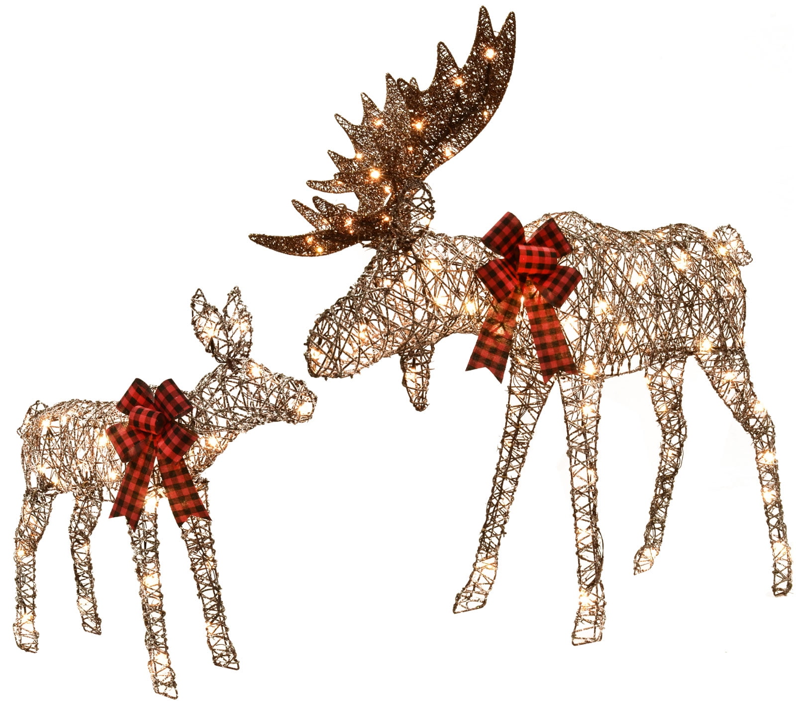 Lighted Christmas Decoration Moose Family - Light up Moose 2 Set with ...
