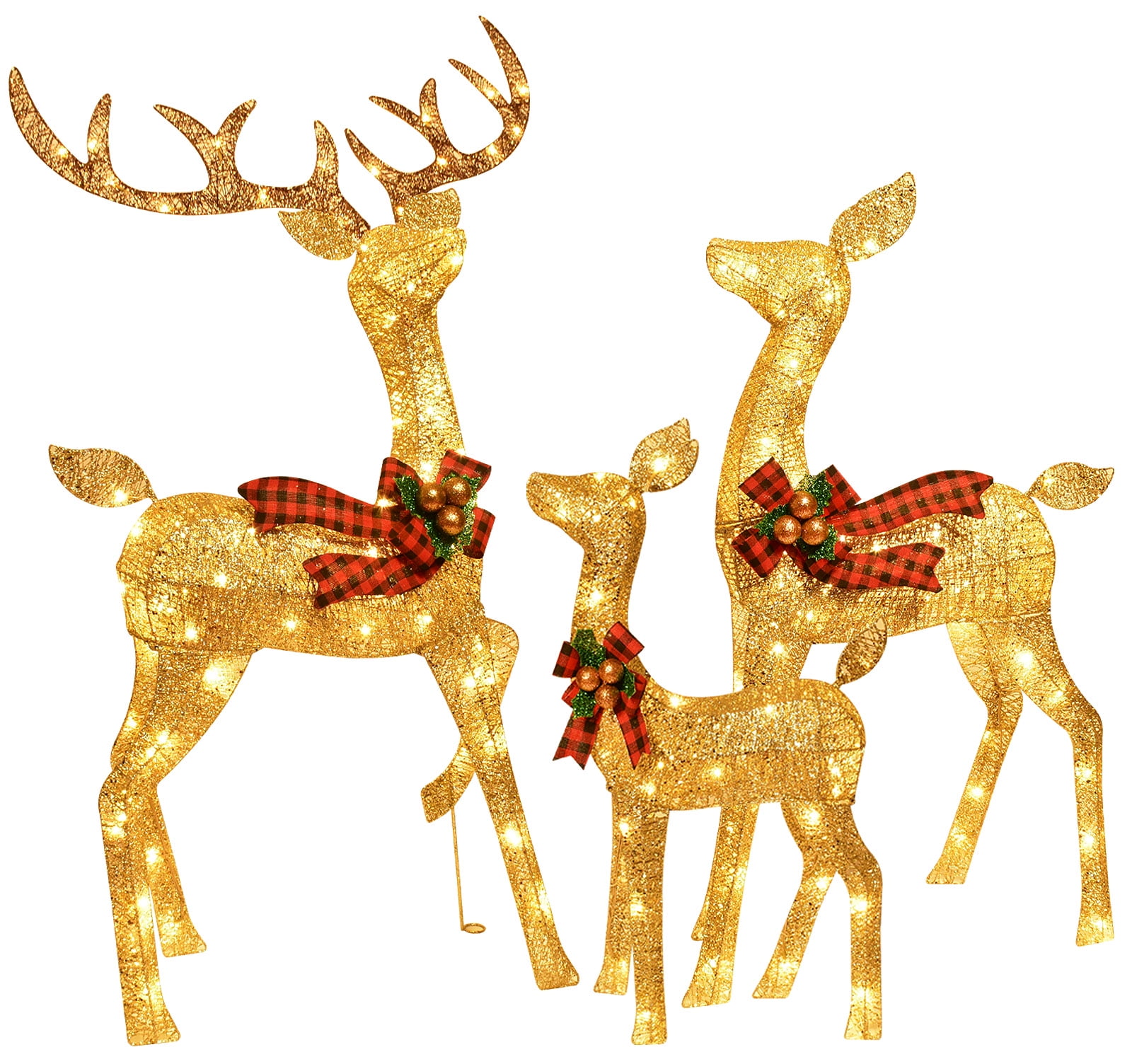 Lighted Christmas Decoration Reindeer Family - Light up Reindeer 3 Set ...