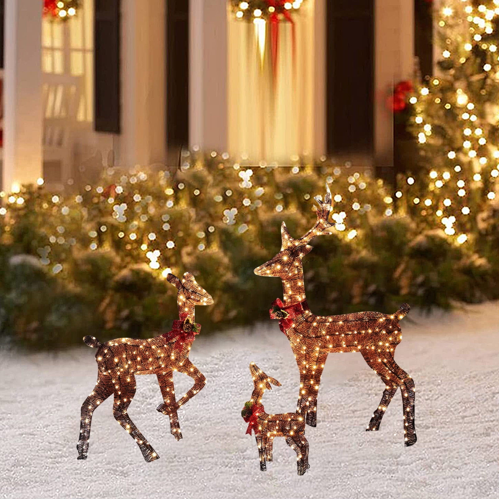 Lighted Christmas Deer,Glittering Deer with Strip Lights for Outdoor ...