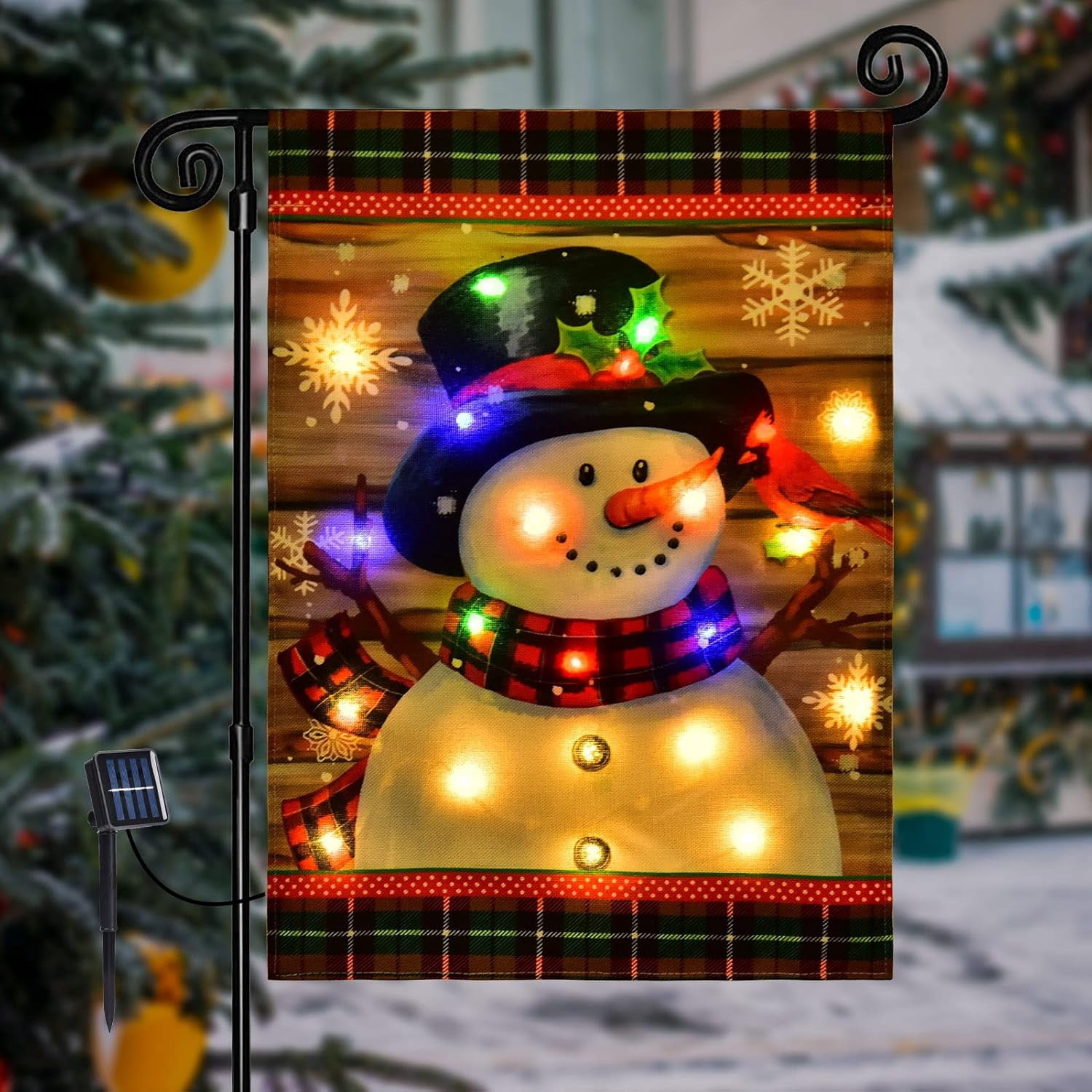 Lighted Christmas Garden Flag for Outside, Led Snowman Garden Flag ...