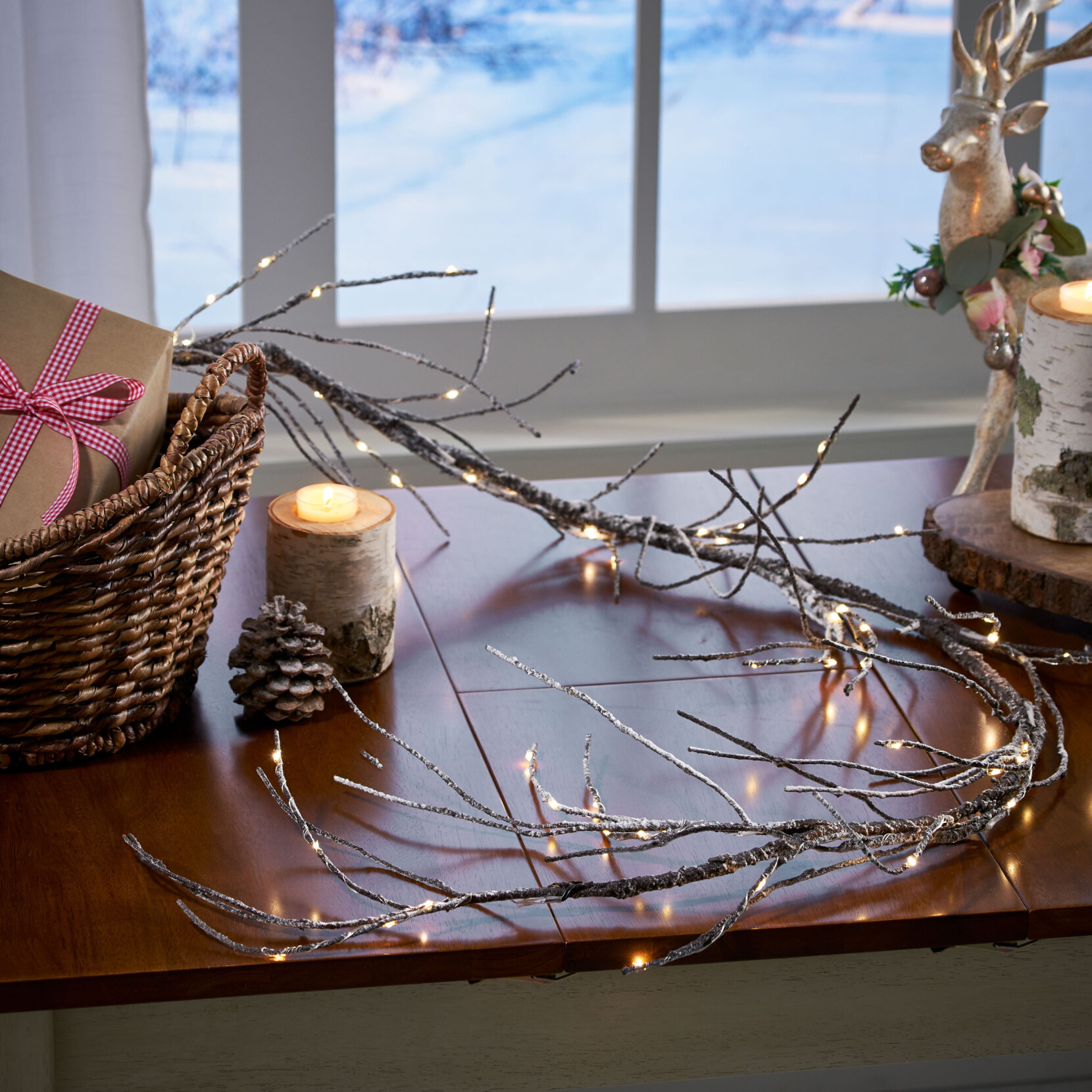 Lighted Christmas Garland, 6FT White Birch Garlands with LED Warm White ...