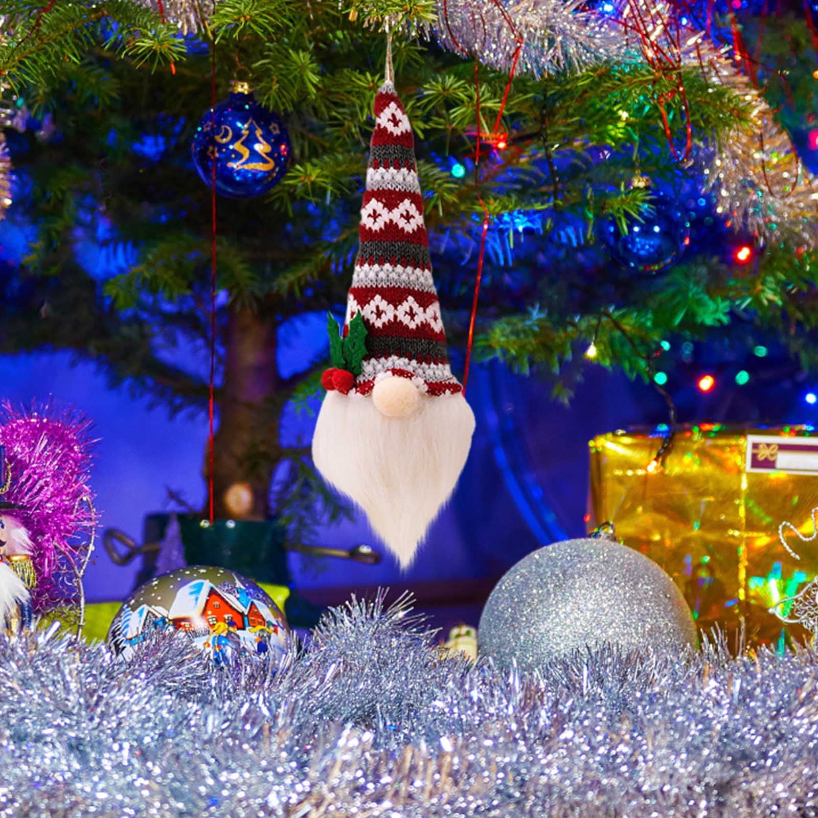 Lighted Christmas Gnome,Christmas Gnomes Ornaments for Tree,, Knitted ...