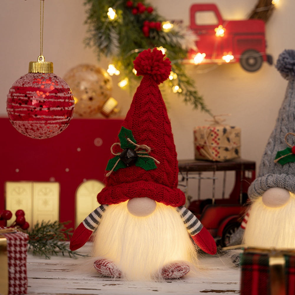 Lighted Christmas Gnomes Plush Decorations LED Glowing Battery Operated ...