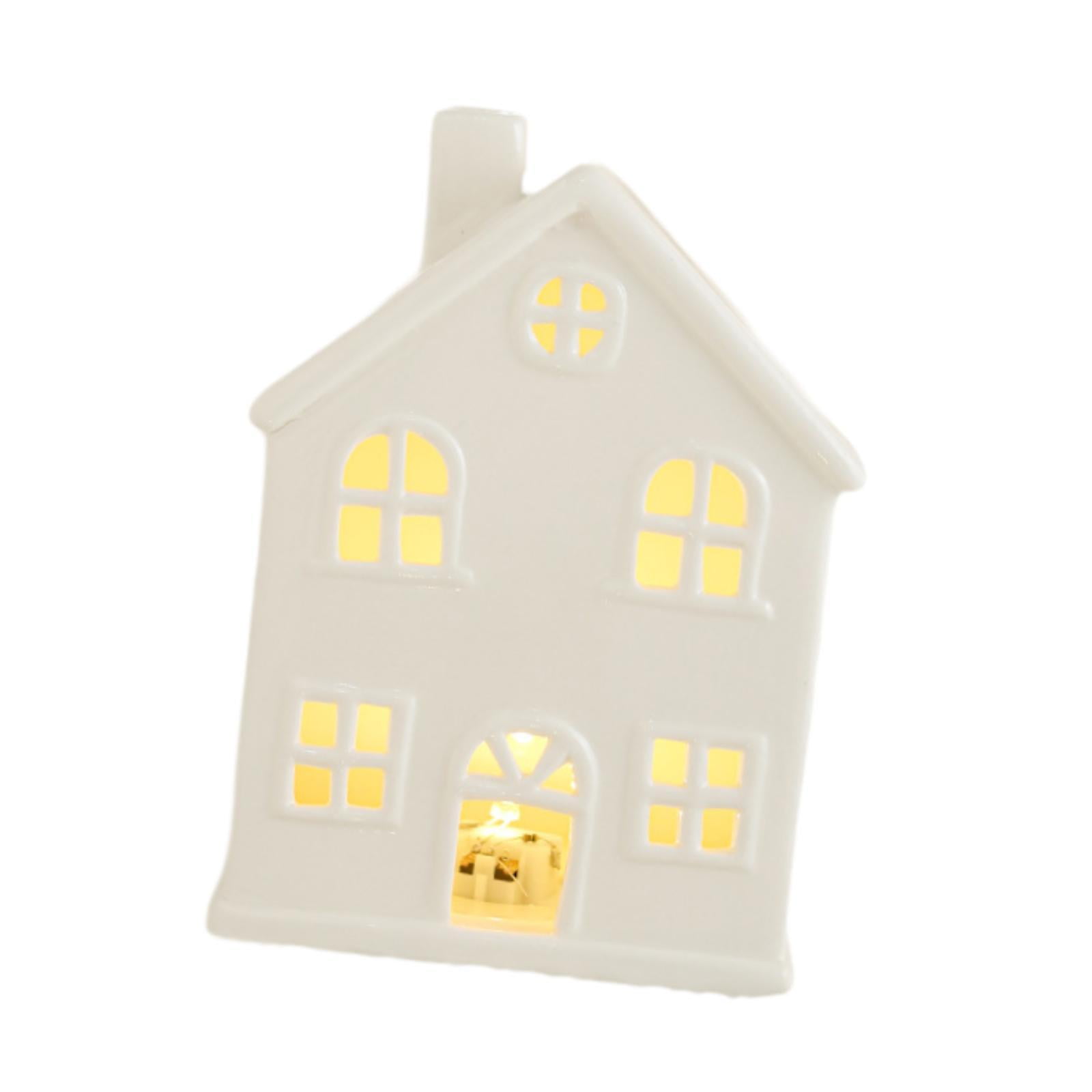 Lighted Christmas House Night Light Collectible Statue Ceramic ...