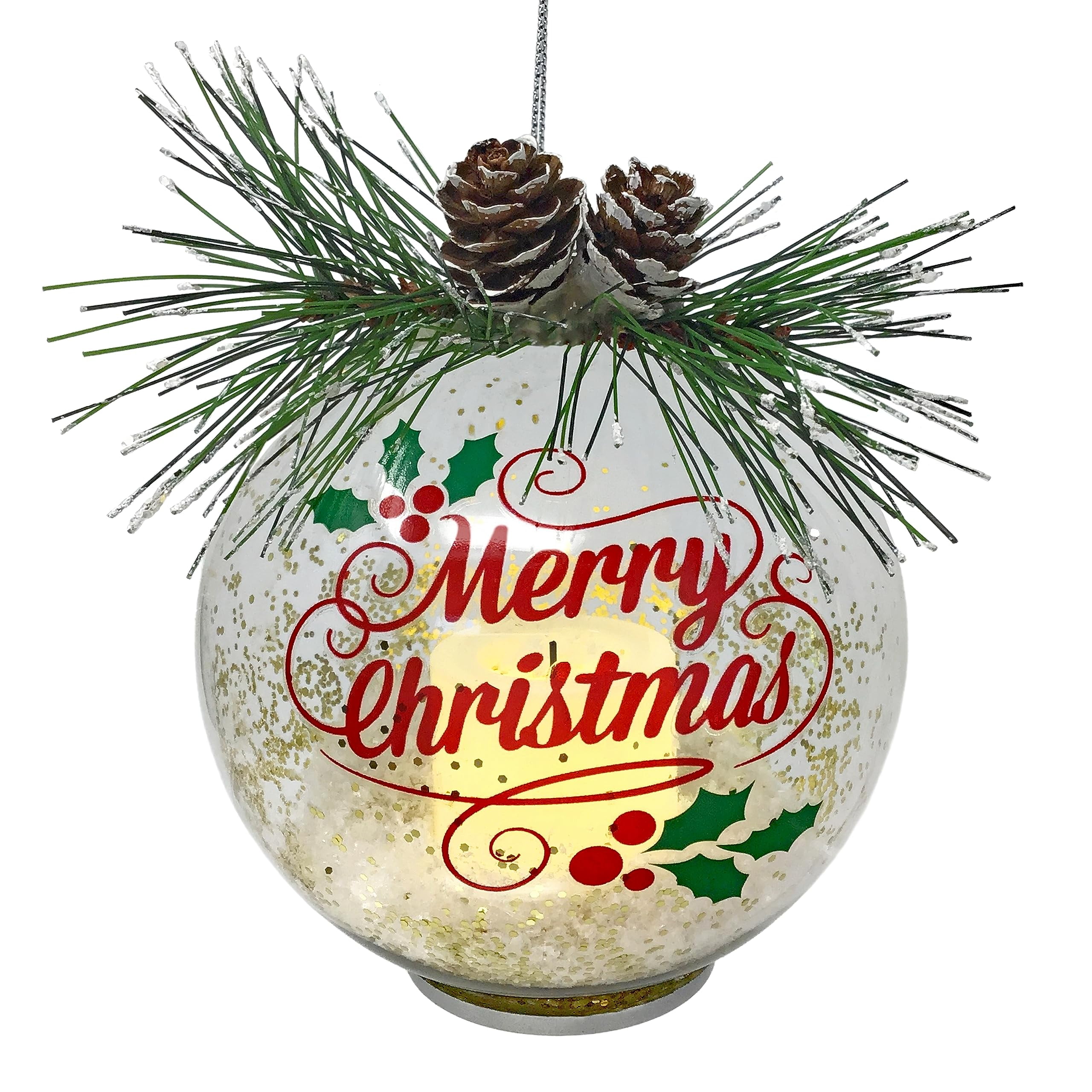 Lighted Christmas Ornament Merry Christmas Glass Ball with LED Light Up ...