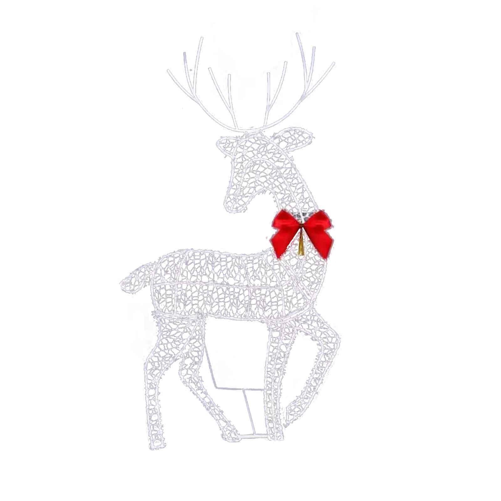 Lighted Christmas Reindeer Sleigh Outdoor Yard Decoration, 60 Lights ...