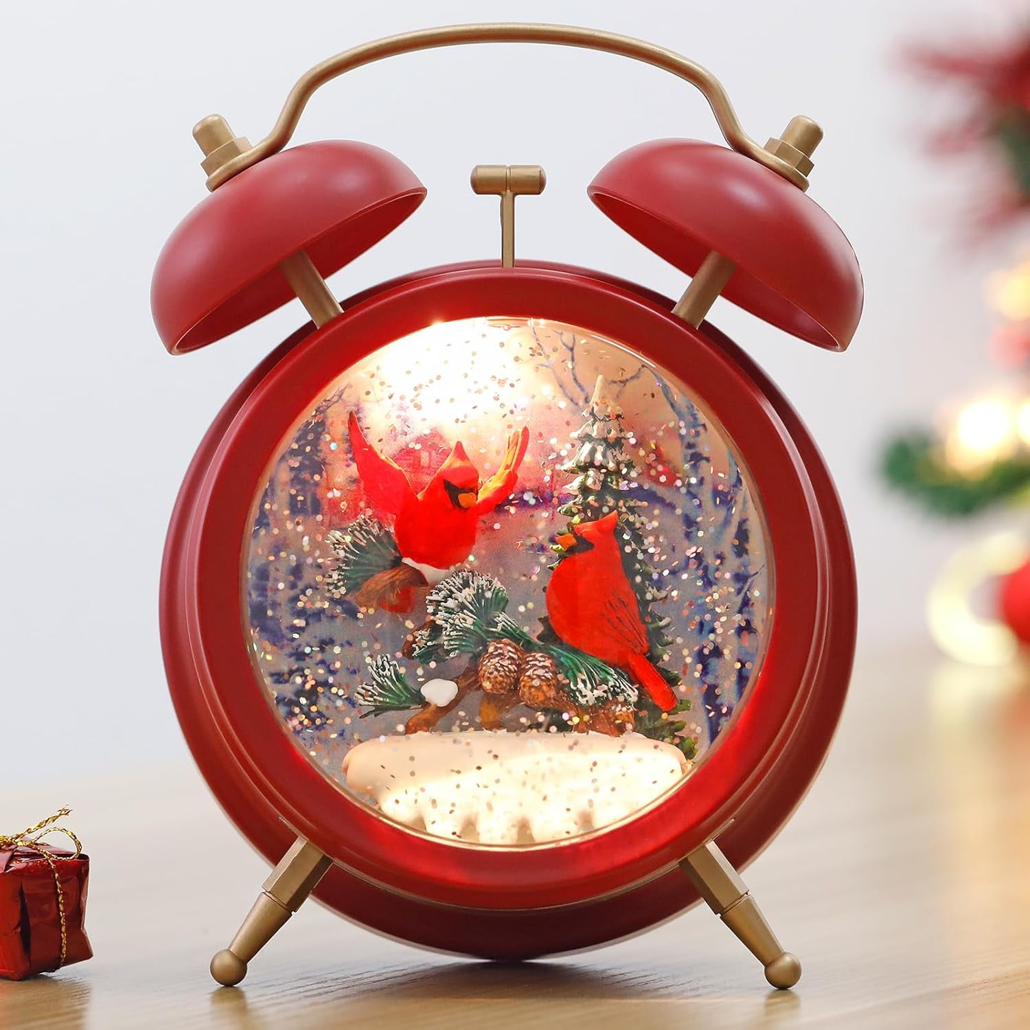 Lighted Christmas Snow Globe Lantern, Alarm Clock Snow Globe 6H Timer ...