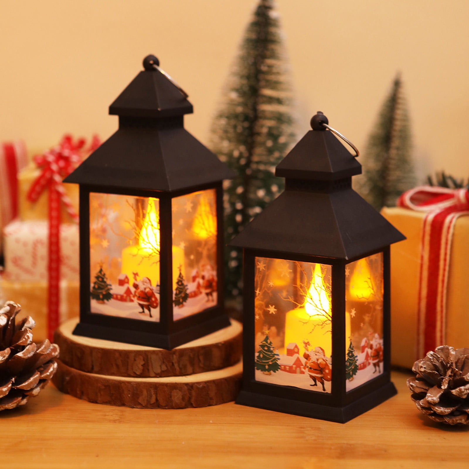 Lighted Christmas Snow Globe Lantern for Christmas Decoration, Santa ...
