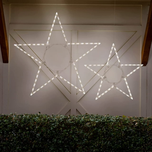 Lighted Christmas Star Outdoor Star Light, Warm White LED Christmas ...