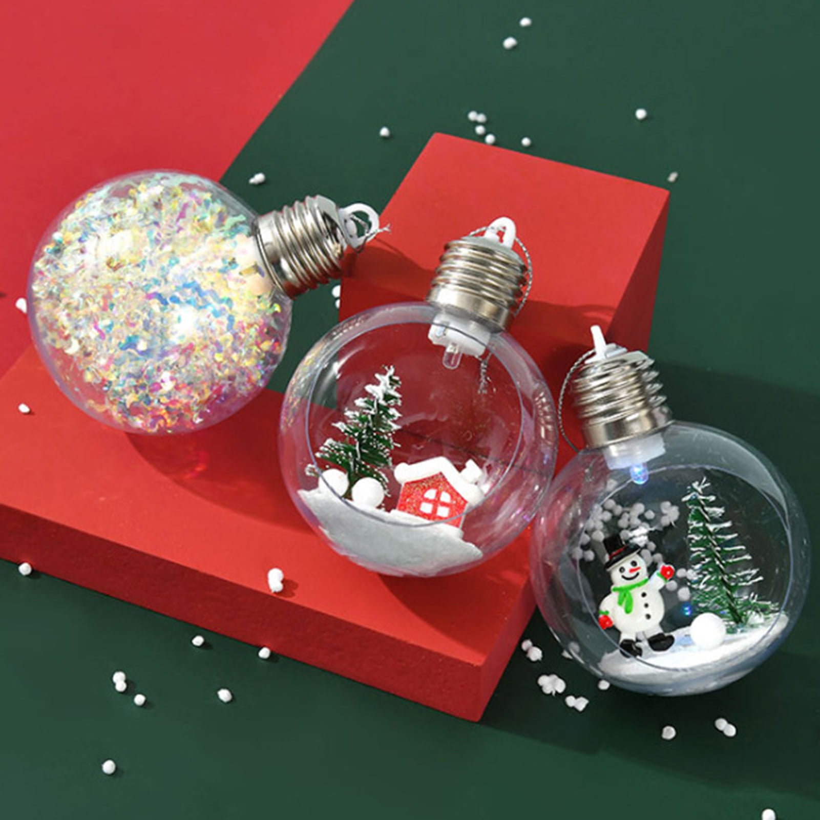 Lighted Christmas Tree Ball - Battery Operated, Transparent House ...