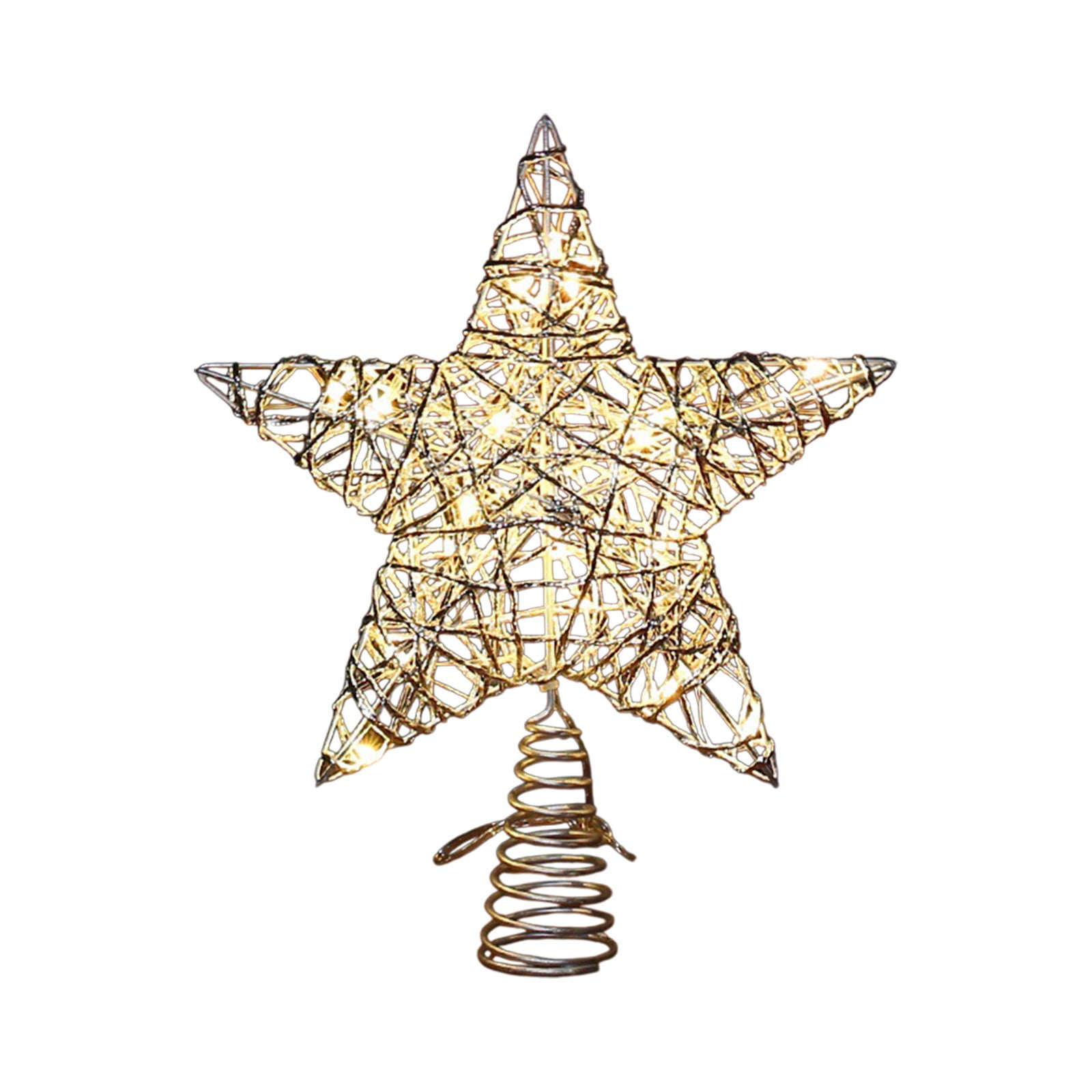 Lighted Christmas Tree Topper Star – Metal Wire Frame 5-Point Star with ...