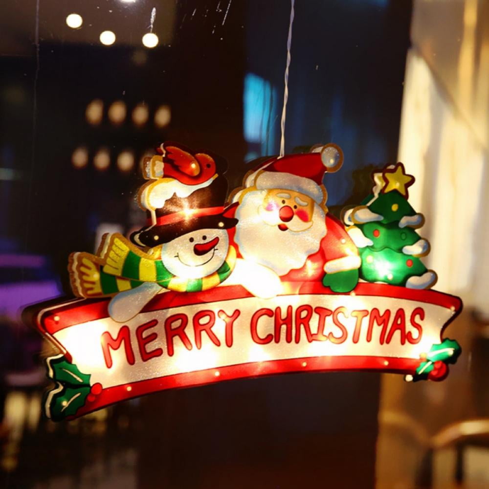 Lighted Christmas Window Silhouette Decoration Light up Santa Claus ...