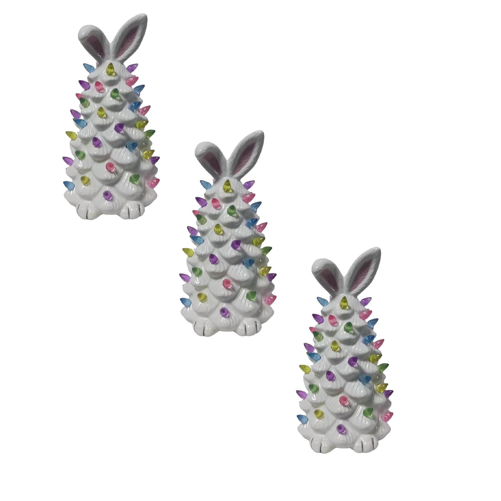 Lighted Easter Bunny Ceramic Tabletop Tree, 5.9 Inch Pre-Lit Rabbit ...