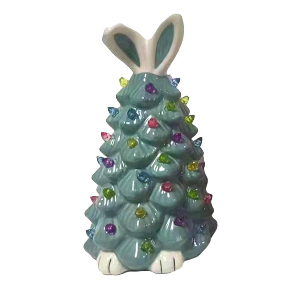 Lighted Easter Bunny Ceramic Tabletop Tree,5.9" Pre-Lit Rabbit ...