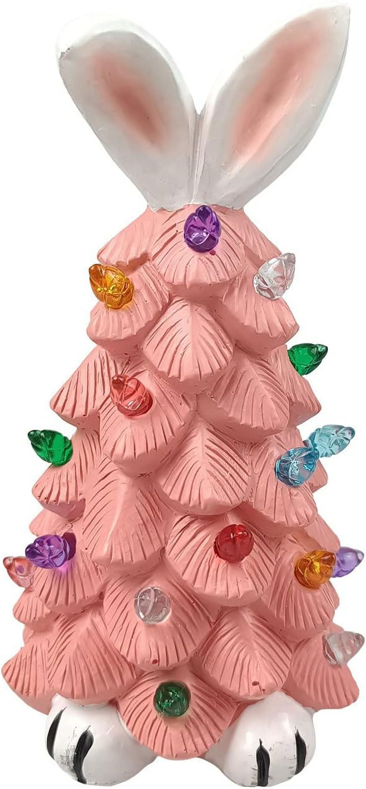 Lighted Easter Bunny Tree with Rabbit Ears Pink Tree Figurine ...