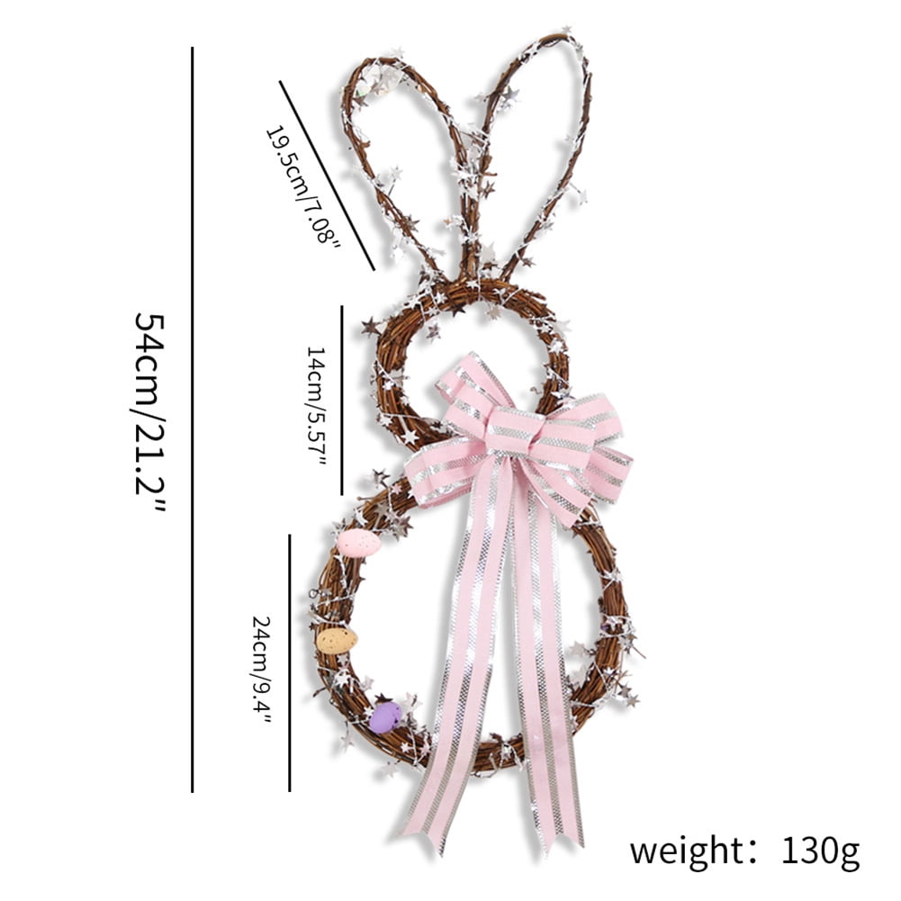 Lighted Easter Bunny Wreaths for Front Door with Pink Bow and Pastel ...