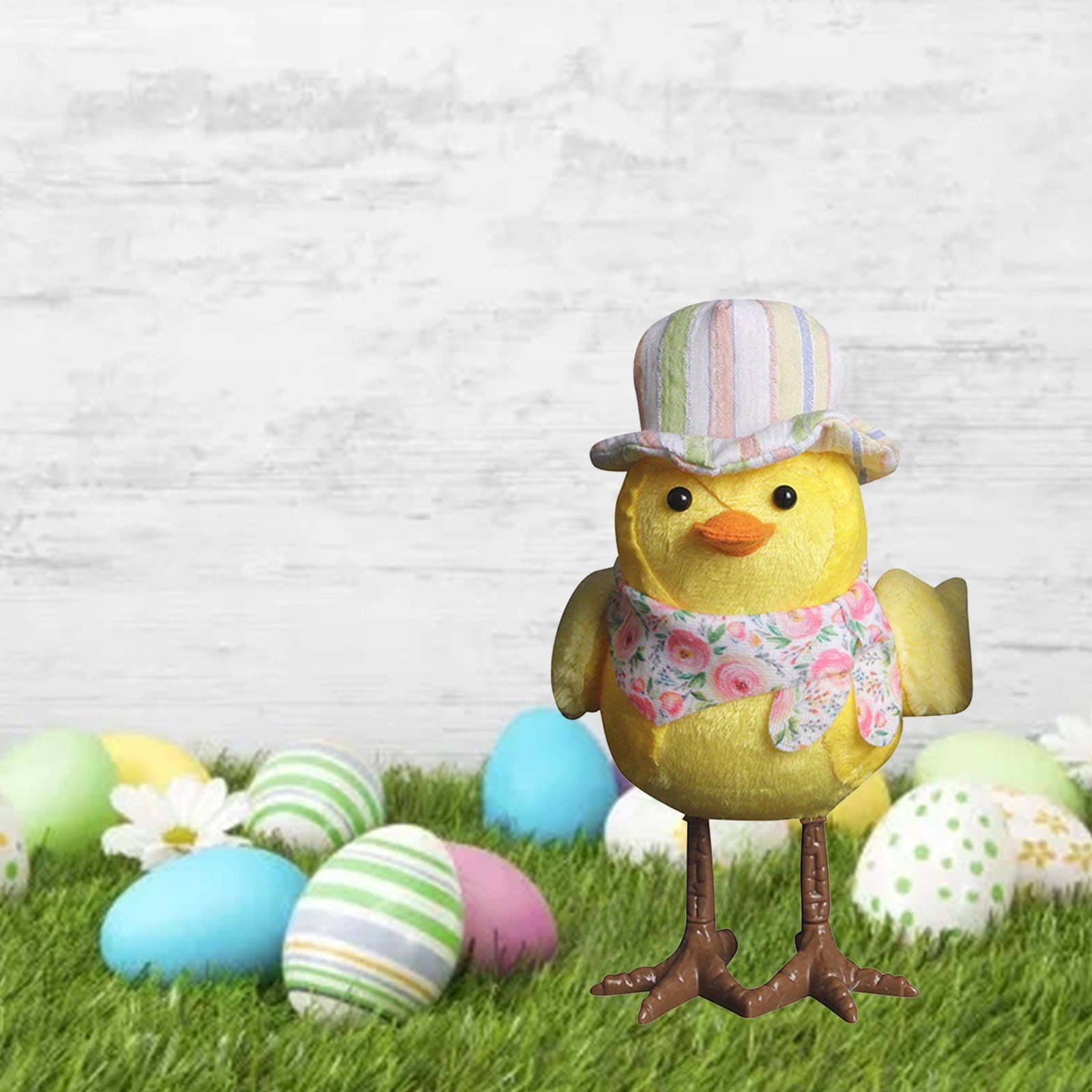 Lighted Easter Plush Birds Decorations Standing Yellow Bird Figurines ...