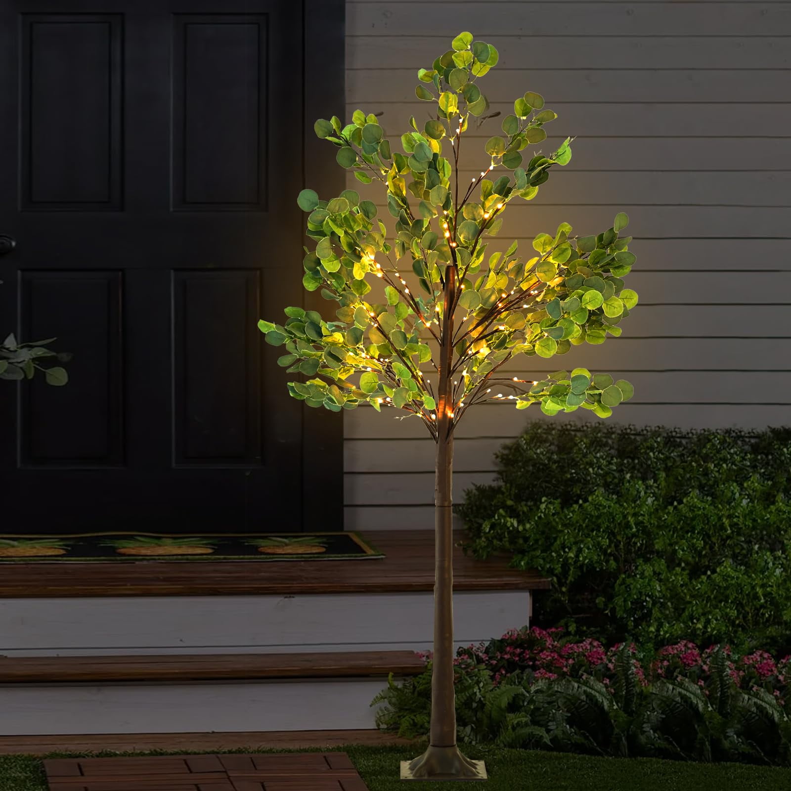Lighted Eucalyptus Tree 6 ft, Eucalyptus Artificial Tree with Warm ...