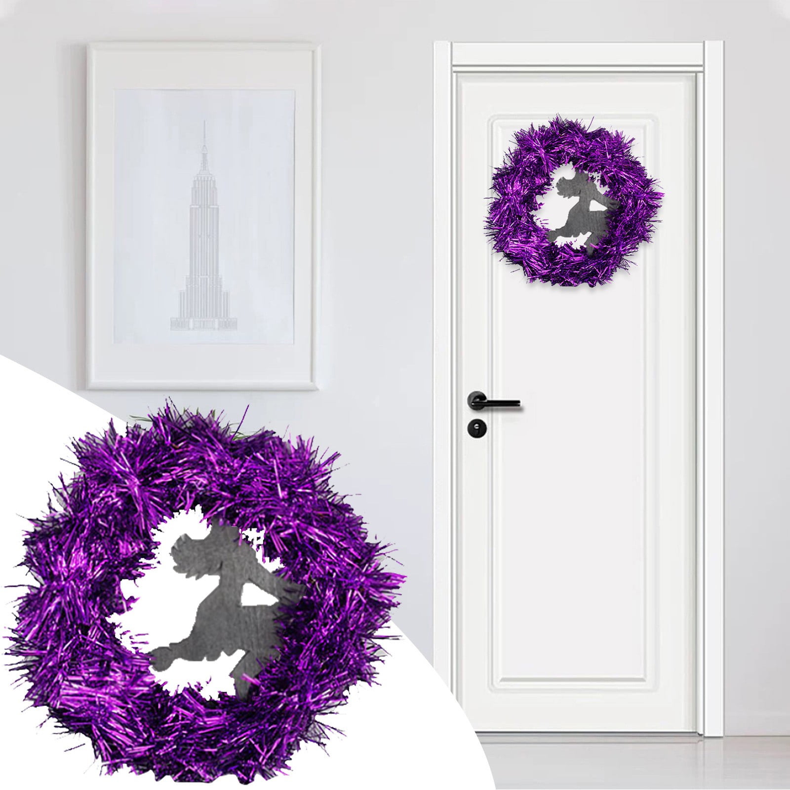 (Lighted Garland) Witch Wreath Led for Front Door Artificial Wreath Led ...