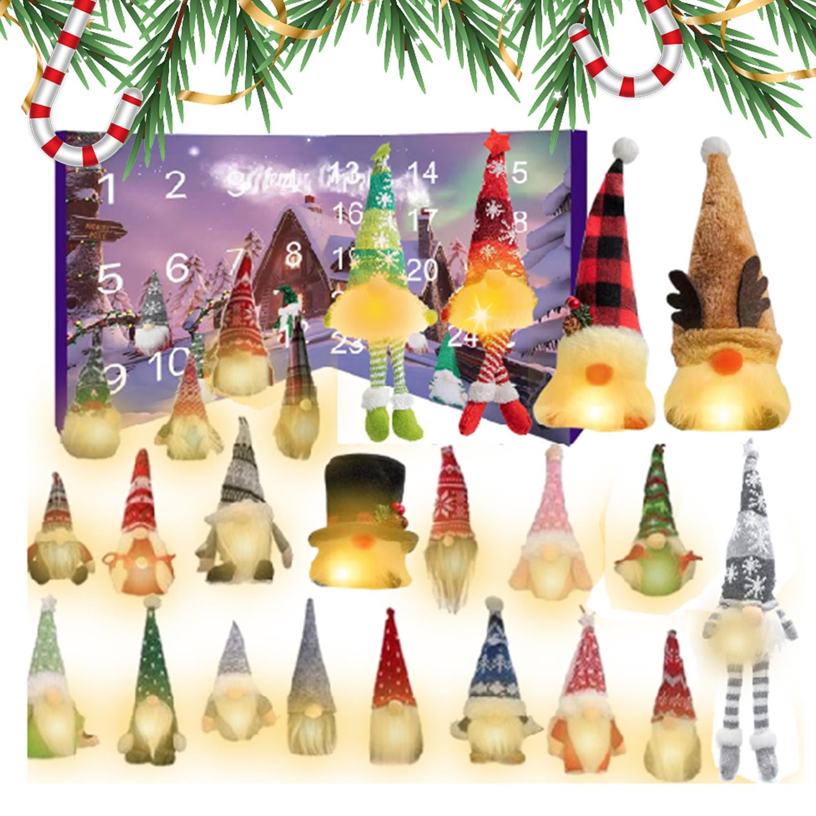 Lighted Gnome Advent Calendars | Desktop Dwarf Ornament | Christmas ...