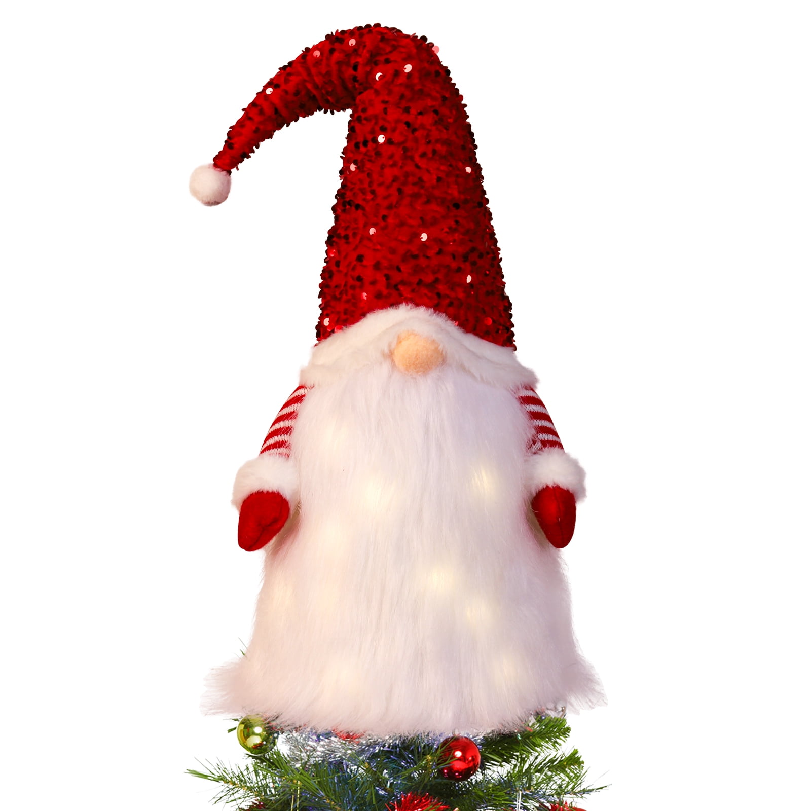 Lighted Gnome Christmas Tree Topper, 24 Inch Large Swedish Tomte Gnome ...