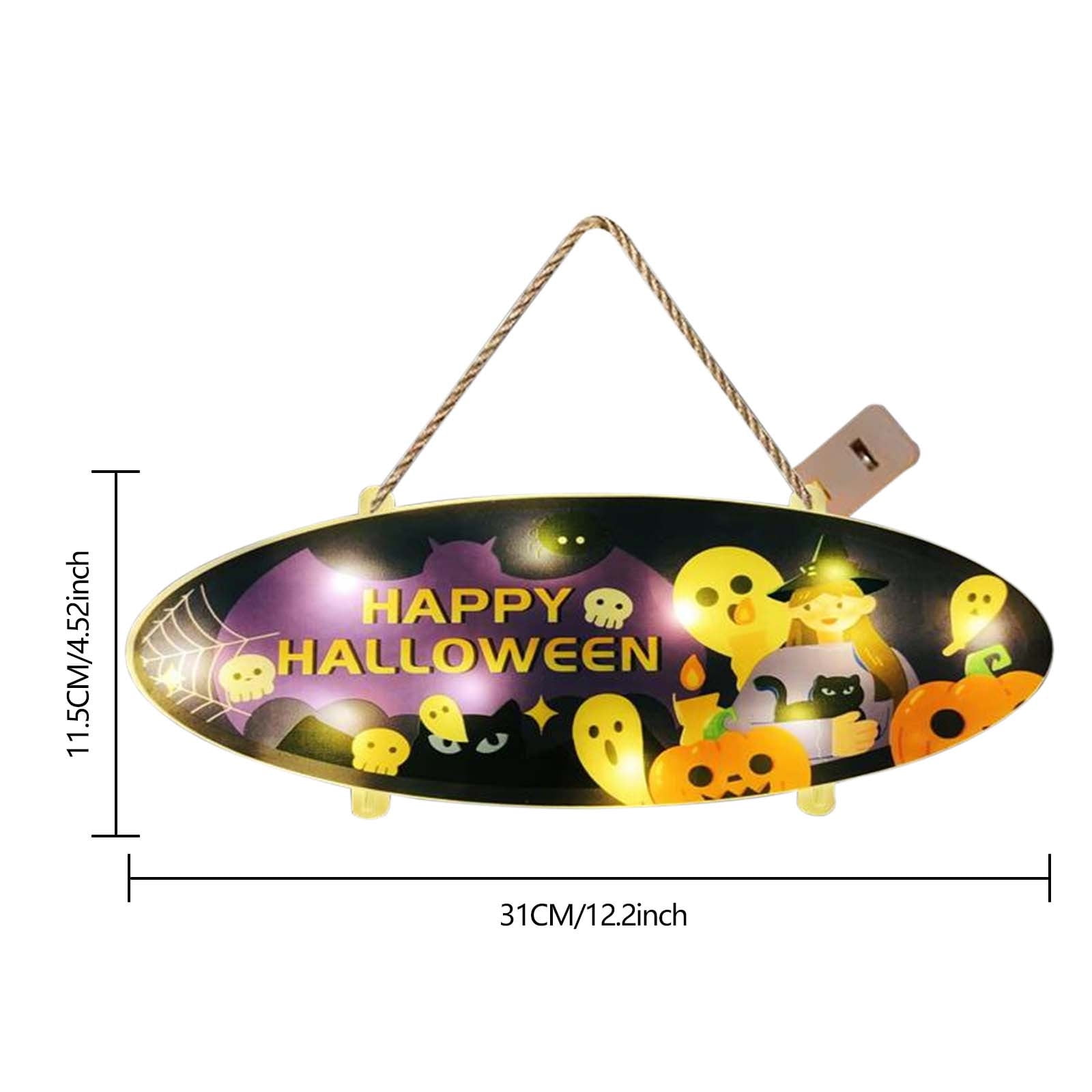 Lighted Halloween Decorations Happy Halloween Door Sign Wall Hanging ...