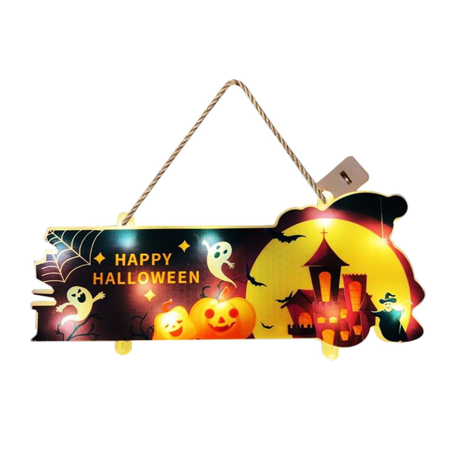 Lighted Halloween Decorations Happy Halloween Door Sign Wall Hanging ...