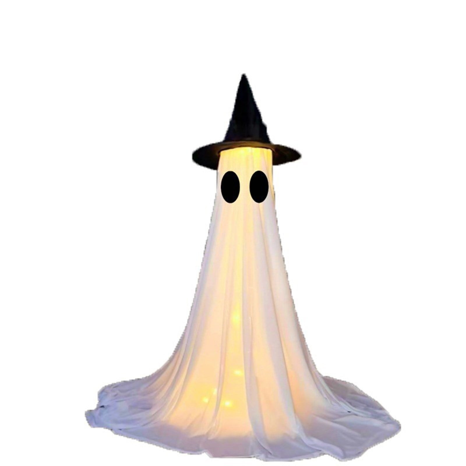 Lighted Halloween Ghost Decoration with Witch Hat - Outdoor Spooky ...