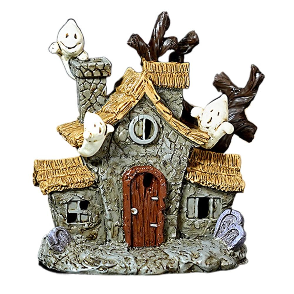 Lighted Halloween Village Houses with LED Lights, 7 Inch Luminous Scary ...