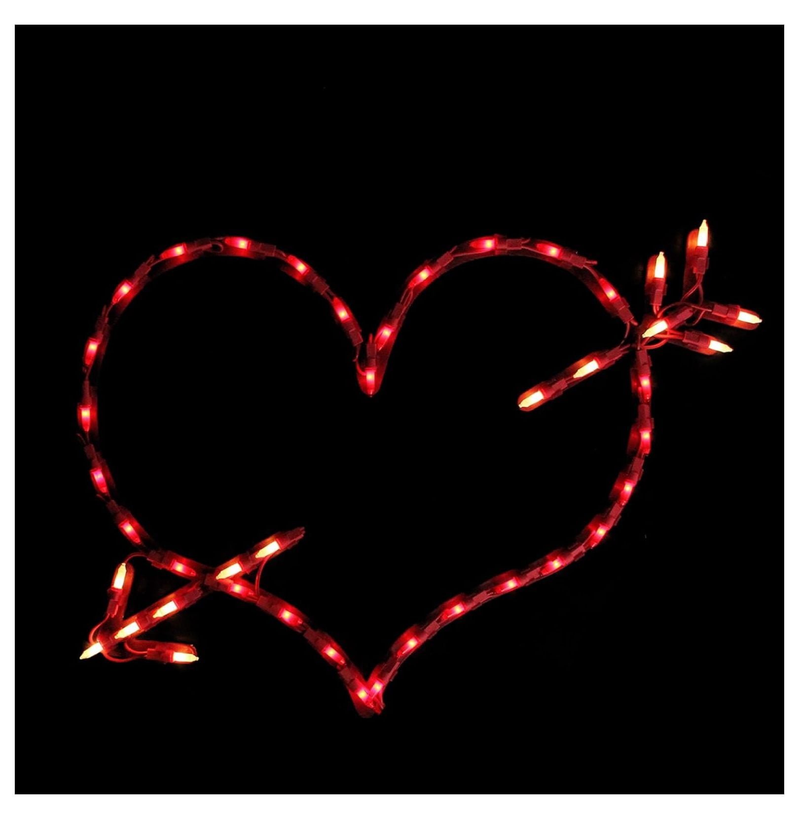- Lighted Heart and Arrow Valentine's Day Window Silhouette - 17 - Red ...
