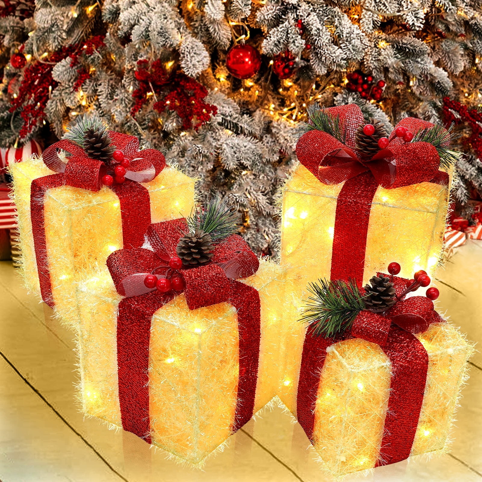 Lighted Holiday Displays Christmas Lighted Gift Boxes, Set of 4 Light ...