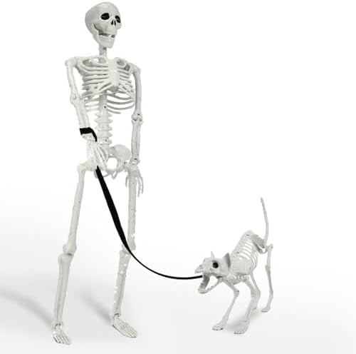 Lighted Human & Dog Skeleton Halloween Decorations Outdoor/Indoor - 36 ...