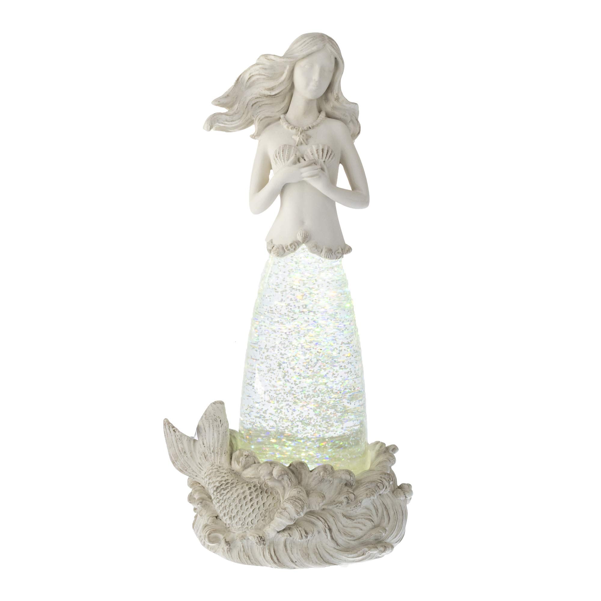 Ganz Lighted LED Mermaid Glitter Snow Globe, Ocean Themed, White ...