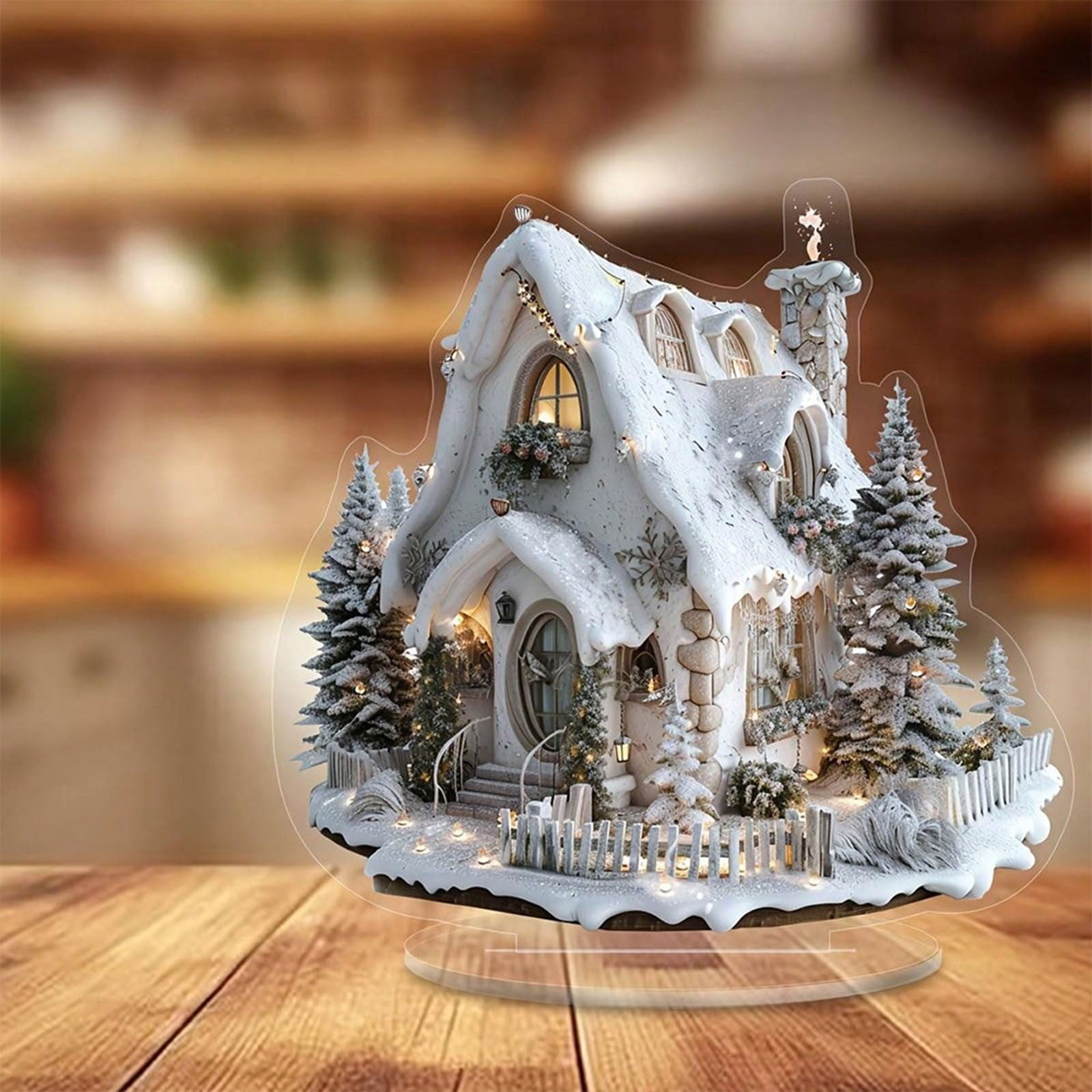 Lighted LED Village Resin Figurines Collectable Creative Snow Scene ...