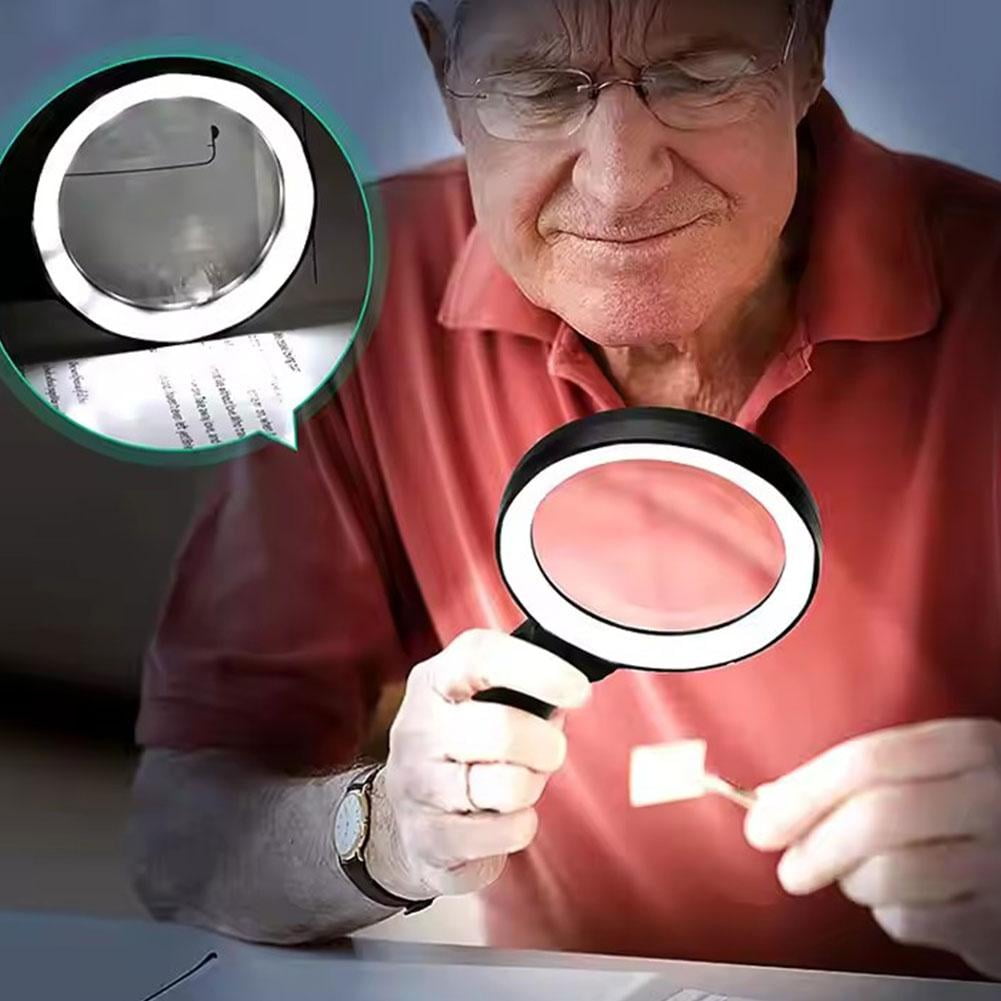 Lighted Magnifying Glass-10X Handheld Reading Magnifier Glass with 12 ...