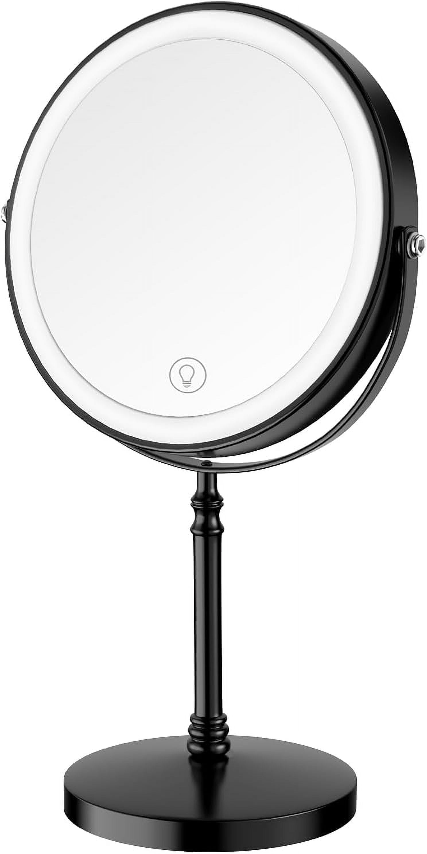 Lighted Makeup Mirror, 3000 mAh Rechargeable Double Sided Magnifying ...