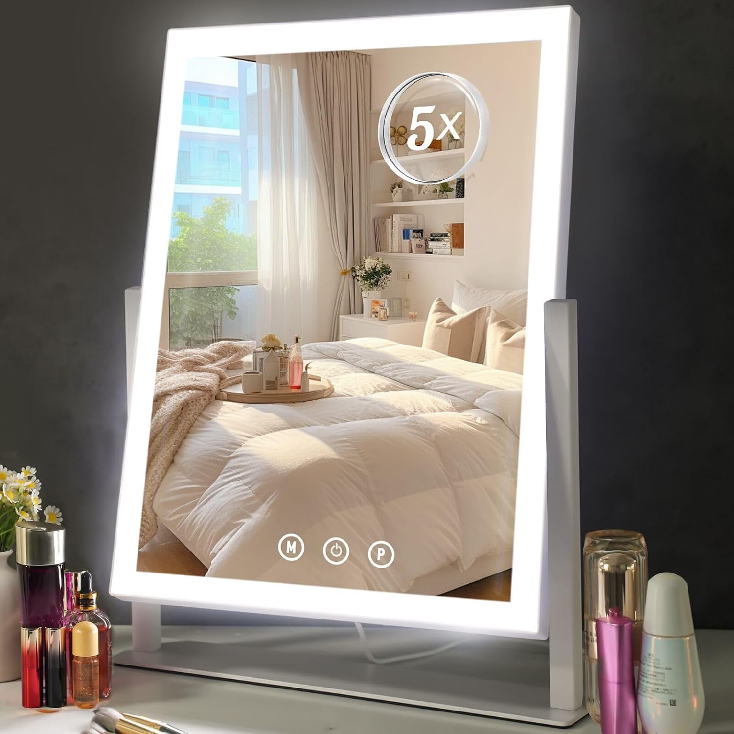 Lighted Makeup Mirror, Hollywood Vanity Mirror with 5X Magnification ...