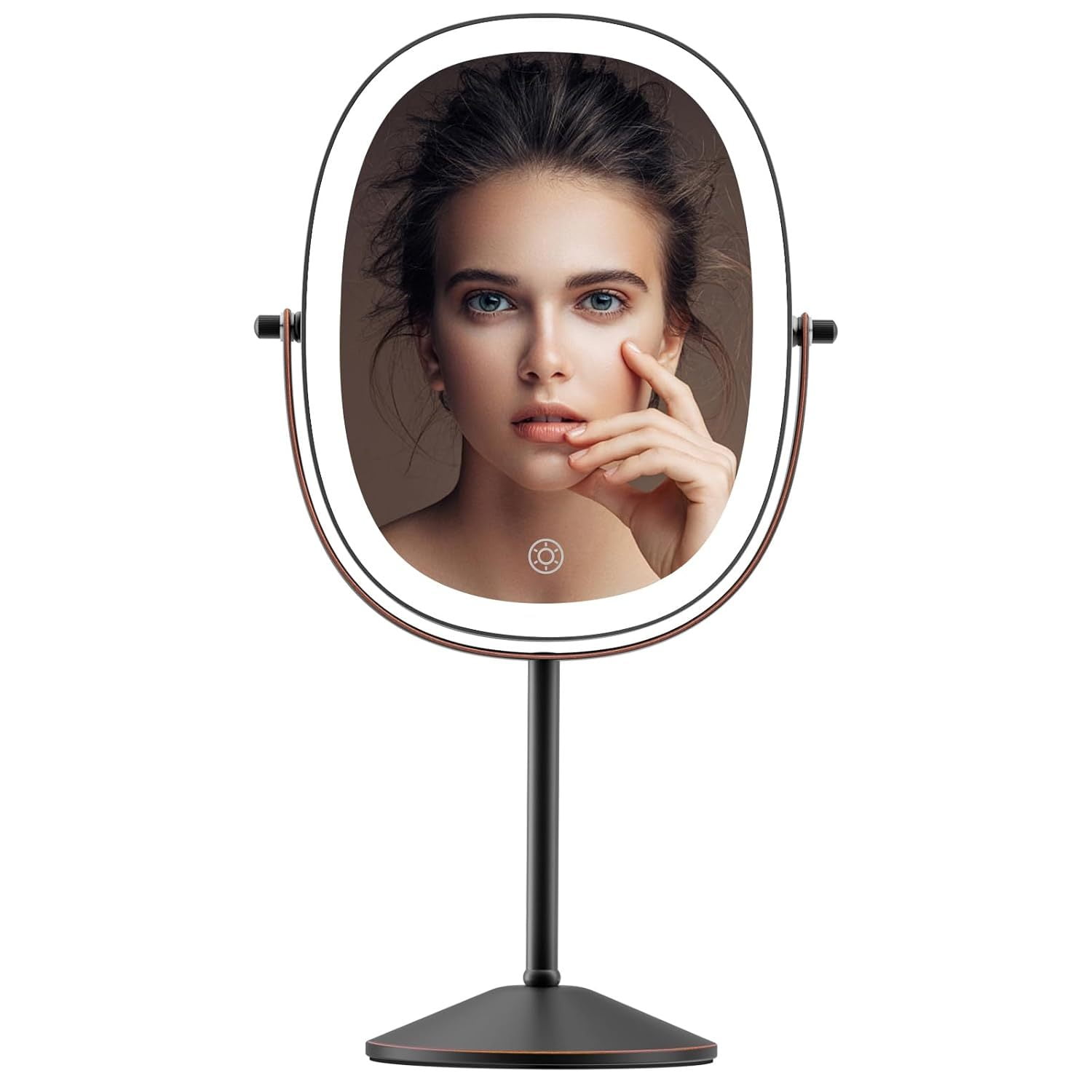 Lighted Makeup Mirror with Magnification 9" Rechargeable 1X/10X Magnifying Mirror, Double Sided ...