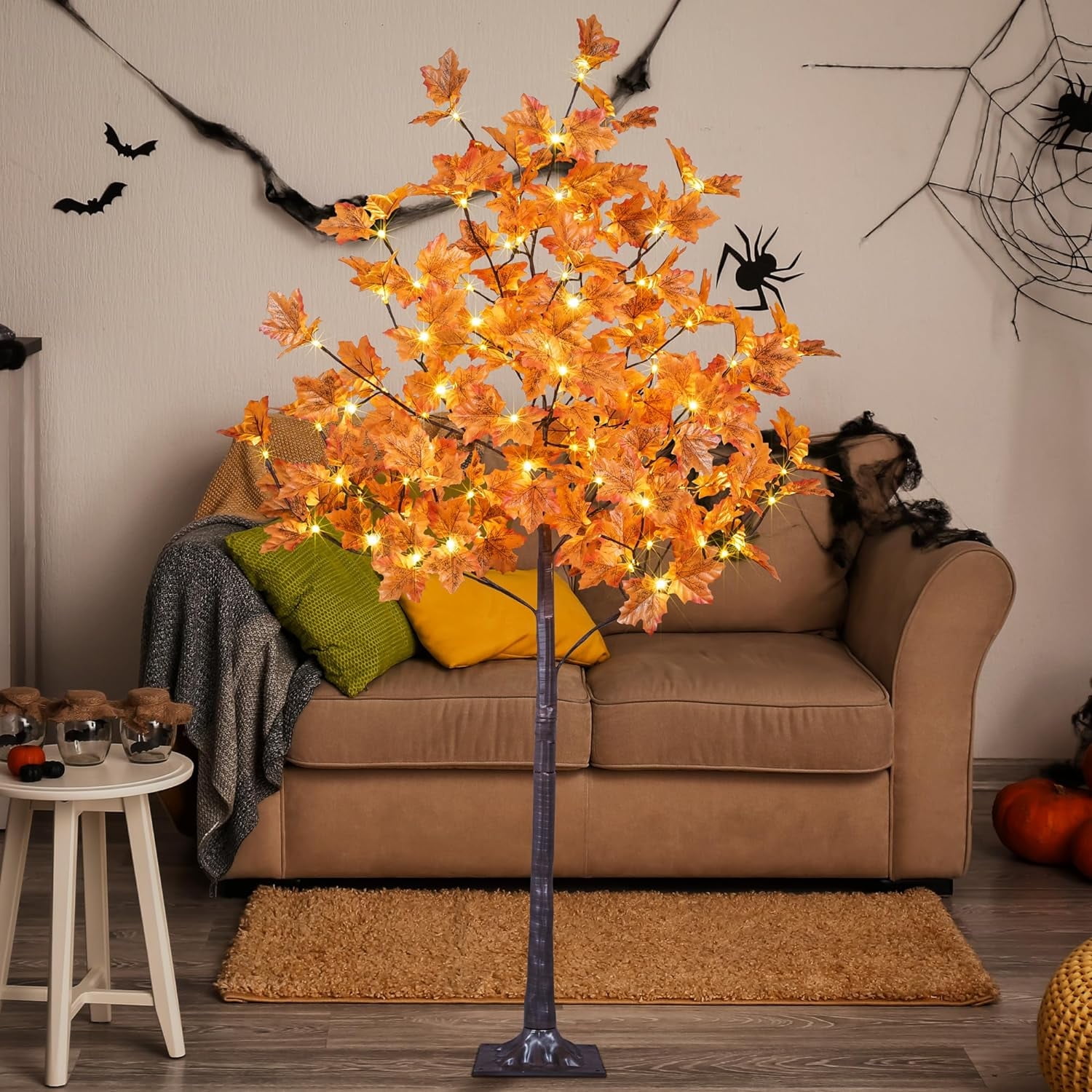 Lighted Maple Tree 5FT 96 LED Artificial Fall Tree for Decoration ...